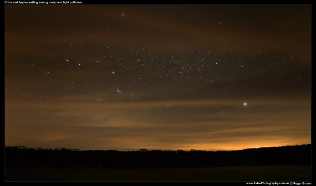 Orion and Jupiter setting among cloud – Roger Groom's Website